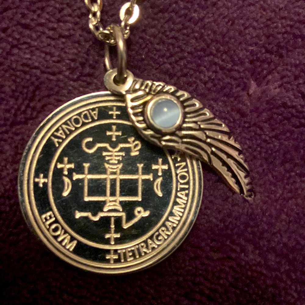 Nwot Archangel Michael Amulet Angel Wing Moonstone Ch… - Gem